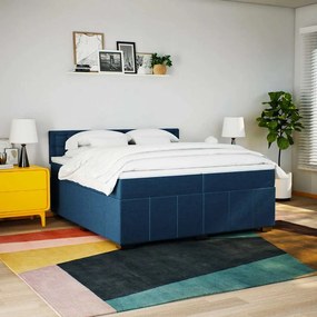 Box spring postel s matrací modrá 200x200 cm textil 3287195