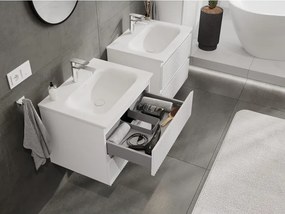 Mexen Rivel koupelnová skříňka 60 cm s umyvadlem Vela, 2 zásuvky, drážkovaná, bílá matná - 91A20-06047-2-BFF01-W23M01