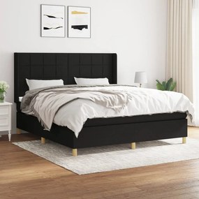 Box spring postel s matrací černá 160x200 cm textil 3132003