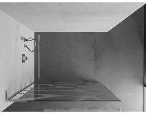 Mexen Kioto L, sprchová zástěna Walk-In 100 x 200 cm, 8mm čiré sklo bílý vzor, ​​broušená ocel profil, 800-100-103-97-97