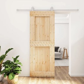 Posuvné dveře s kováním 80 x 210 cm masivní borové dřevo,  3203111