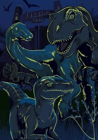 DINO Puzzle XL Jurský Svět 100 dílků neon skládačka 33x47cm svítí ve tmě dn394209