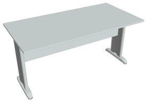 Stůl jednací rovný 160 cm - Hobis Cross CJ 1600 Dekor stolové desky: šedá, Dekor lamino podnože: šedá, Barva nohou: Stříbrná