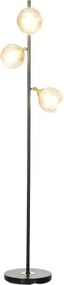 HOMCOM stojací lampa do obývacího pokoje z kovu se 3 chromovanými kovovými stínidly 40 W Ø 36 x 162H cm černá a šedá
