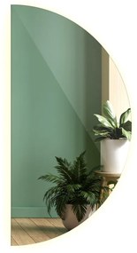 Půlkruhové zrcadlo bez rámu s osvětlením 25x50 cm