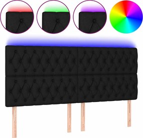 Čelo postele s LED černé 200x7x118/128 cm textil 3122784