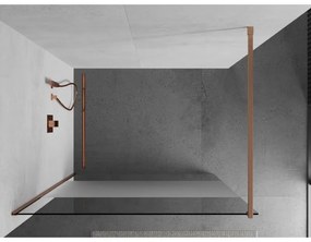 Mexen Kioto, sprchová zástěna Walk-In 100 x 200 cm, 8mm čiré sklo-námraza, měděný matný profil, 800-100-101-65-35