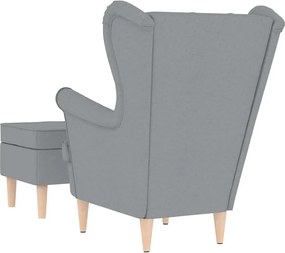 Křeslo s podnožkou světle šedé textil 3307989