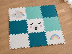 Pěnová puzzle podlaha 9 dílů MODRO-BÍLÁ do dětského pokoje