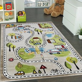 BE Dětský koberec Smart Kids 22919 BEIGE - béžový obdélníkový, autoškola Rozměr: 120x180 cm