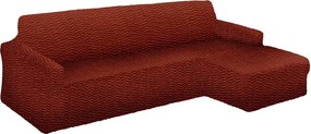Bielastické potahy CRISTINA měděná sedačka s otomanem vpravo (š. 170 - 300 cm)