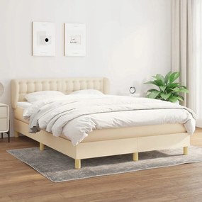Box Spring Postel S Matrací Textil Krémová tlačítka 140 x 200 cm