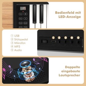 Costway Digitální piano s 61 klávesami a Bluetooth a hudebním stojanem a pedálem