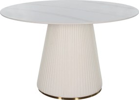 Jídelní stůl Modig 120 cm eko kůže ecru/mramor