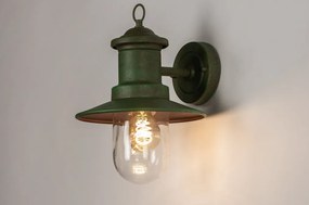 Nástěnné venkovní retro svítidlo na fasádu Aurelius Old Green