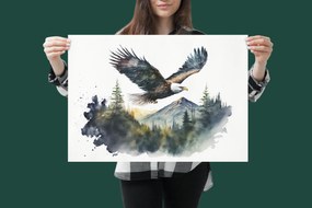 Plakát - Orel v horách, akvarel FeelHappy.cz Velikost plakátu: A3 (29,7 × 42 cm)