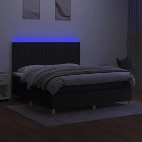 Box spring postel s matrací a LED černá 180x200 cm textil 3135615