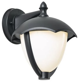 Chytré venkovní nástěnné svítidlo černé s opálovým sklem vč. LED IP54 - Classica