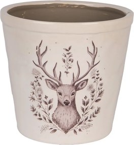 Béžový obal na květináč s jelenem Gentle Wilderness XL - Ø 21*20 cm