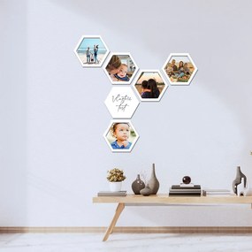 dřevo života Sada fotorámečků HEXAGON Zvolte barvu dekoru: Bílá, Velikost fotorámečků: 13x18, Text: Vlastní text