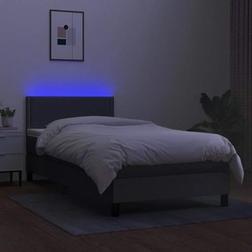 Box spring postel s matrací a LED tmavě šedá 80 x 200 cm textil 3133030