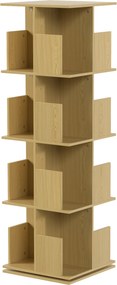 HOMCOM otočný knihovník se 4 úrovněmi, úložný regál se 16 přihrádkami, 39 x 128,3 cm, dub