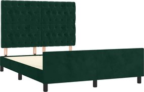 Rám postele bez matrace tmavě zelená 140 x 190 cm samet 3125937