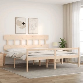 Postel s čelem pro seniory 200x200 cm masivní dřevo 3195436