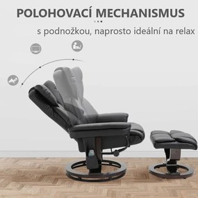 Goleto Masážní křeslo TOP s podnožkou | černé