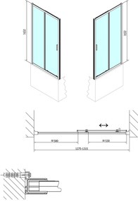 POLYSAN DEEP sprchové dveře 1300x1650mm, čiré sklo, MD1316