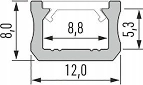Stínidlo pro LED profil typu X, průhledné, 2m, průhledný kryt Lumines