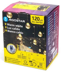 Aigostar - LED Ven. ván. řetěz 120xLED/6W/230V/8 funkcí 3x0,6m IP44 tep bílá+DO