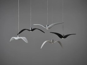 Designové závěsné svítidlo Brokis Night Birds PC962 Povrch Montury: Stříbrný elox, Barva skla: Šedá kouřová - masiv, Povrch baldachýnu: kov - černý matný komaxit