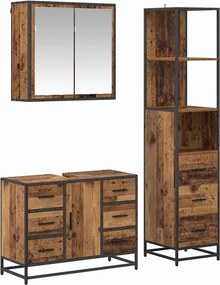 Sada koupelnového nábytku 3 ks Staré dřevo 80 x 33 x 60 cm 3402381