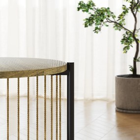 HOMCOM kulatý odkládací stolek se 2 patry a kovovou konstrukcí do obývacího pokoje nebo ložnice 43,5x43,5x51 cm, přírodní