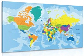 Obraz barevná mapa světa - 90x60 cm