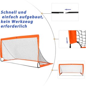 HOMCOM Fotbalová branka 2 kusy Skládací 183 x 90 cm Fotbalová branka s taškou odolná vůči počasí pro venkovní fotbal pro dospělé Branky do zahrady pr…
