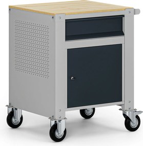 Pojízdný kontejner G9, 1 skříňka, 1 zásuvka, 675 x 595 x 865-1130 mm, šedá/grafit