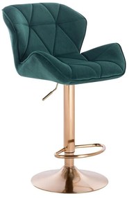 LuxuryForm DESIGN Barová židle MILANO VELUR na zlaté kulaté podstavě - zelená