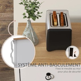 HOMCOM Úložný kabinet do kuchyně v venkovském stylu s 2 zásuvkami a 2 skříňkami s nastavitelnými policemi - rozměry 121D x 37Š x 75V cm bílý
