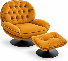 LuxuryForm DESIGN Otočné křeslo LUNA s podnožkou - medové