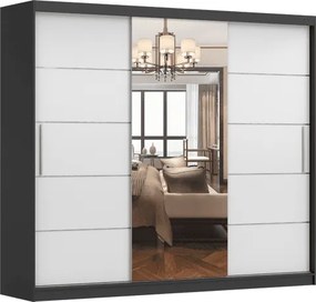 IDZ Šatní skříň ALBA I se zrcadlem, 250 cm Barva dřeva: Bílá + Černá