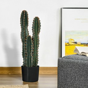 Outsunny Realistický Velký Umělý Kaktus Velikost Plantáže Ø 17 x 60H cm Zelený