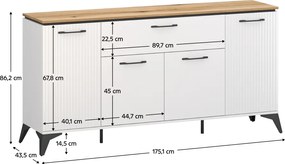 Kondela Komoda, bílá/dub evoke, VELIS 4D1S