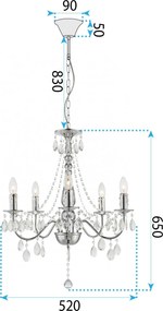 Toolight Rea, Stropní svítidlo EBT014-5CP CHROME, OSW-01249