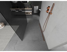 Mexen Kioto, průchozí sprchová zástěna 120 x 200 cm, 8mm šedé sklo, 2x růžové zlato stabilizační rozpěra, 800-120-002-60-40