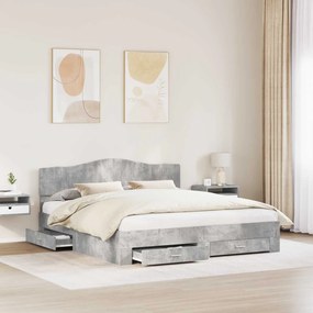 Rám postele s čelo Betonově šedá 180 x 200 cm Kompozitní dřevo 3413162