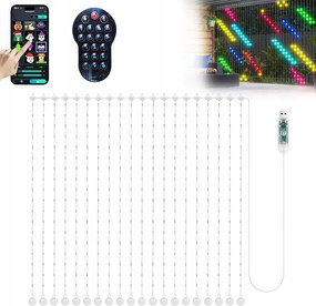 Světelný Závěs 400 Led Ovládaná Aplikací Diy Vzory Hudební Režim