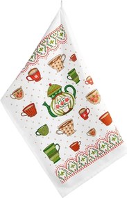 Bellatex Kuchyňská utěrka 1 ks 40x60 cm Čajová konvička červená, zelená