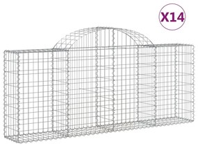 vidaXL Klenuté gabionové koše 14ks 200x30x80/100 cm pozinkované železo